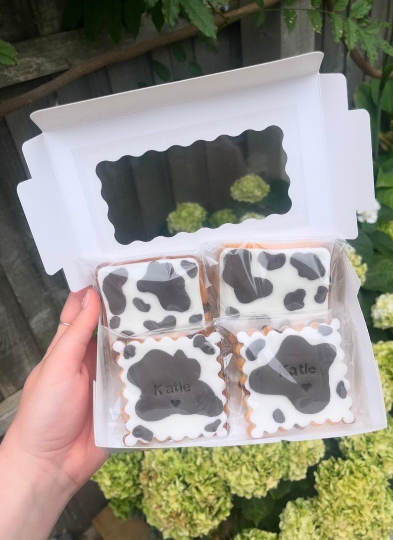 Personalised Cow Print Fondant Biscuits Custom Edible Art for Special ...