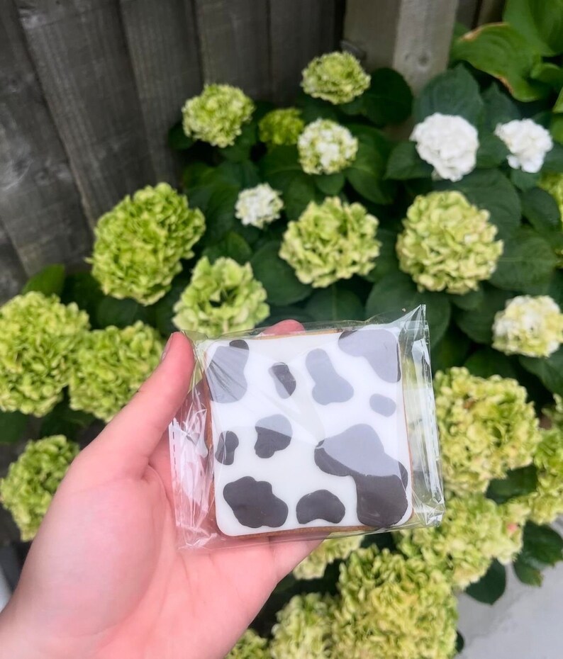 Personalised Cow Print Fondant Biscuits – Custom Edible Art for Special ...