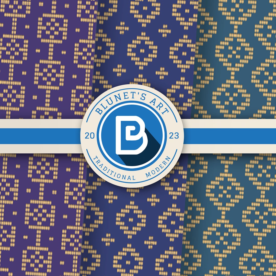 Authentic Malaysian Songket Design With Interweaving Gold Thread Set of ...