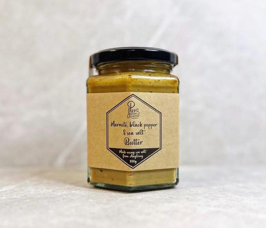 Marmite Butter, Marmite, Black Pepper and Sea Salt Butter, Jar of ...