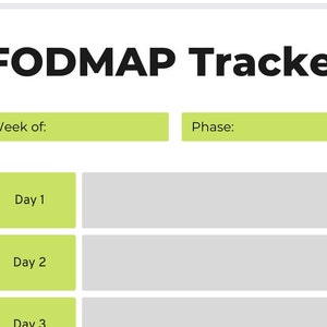 Simple FODMAP Diet Weekly Tracker Printable Downloadable Version - Etsy