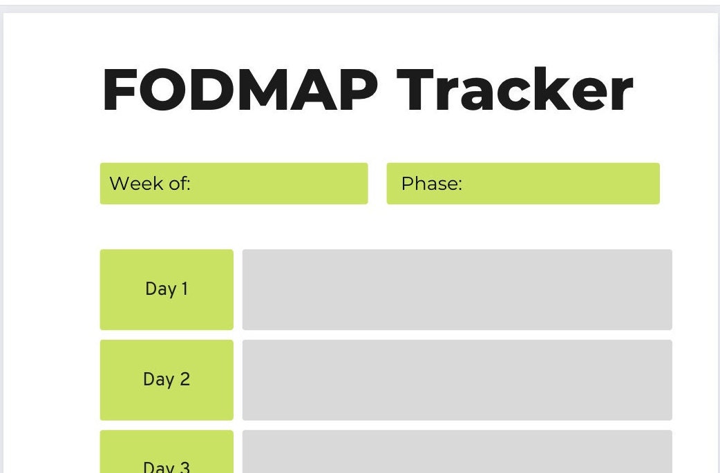 Simple FODMAP Diet Weekly Tracker Printable Downloadable Version - Etsy
