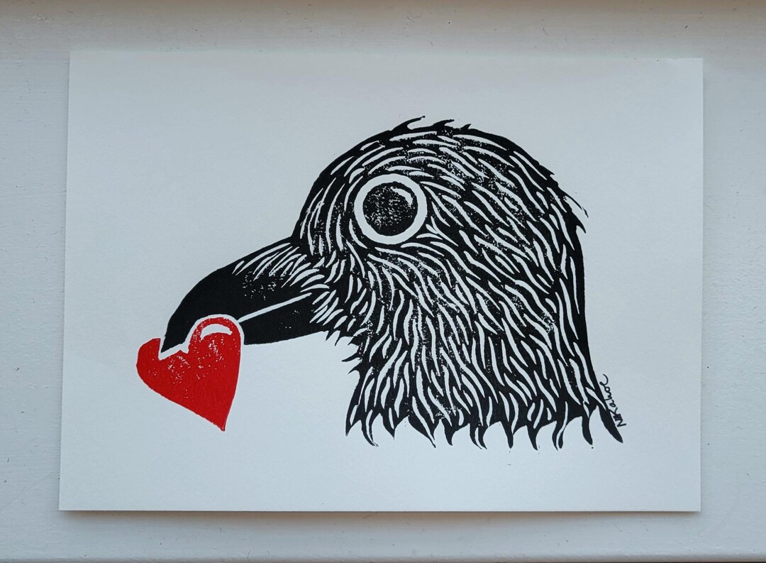 Corvid Linocut Print - Etsy