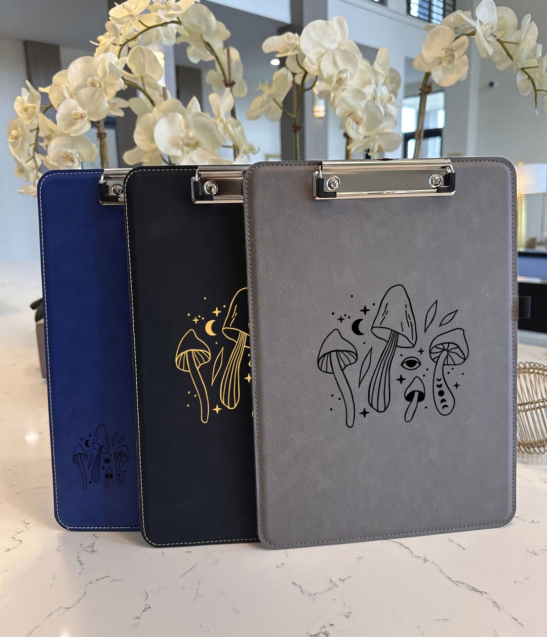 Personalized Leather Clipboard, Boho Moon Spiritual Leather Clipboard ...