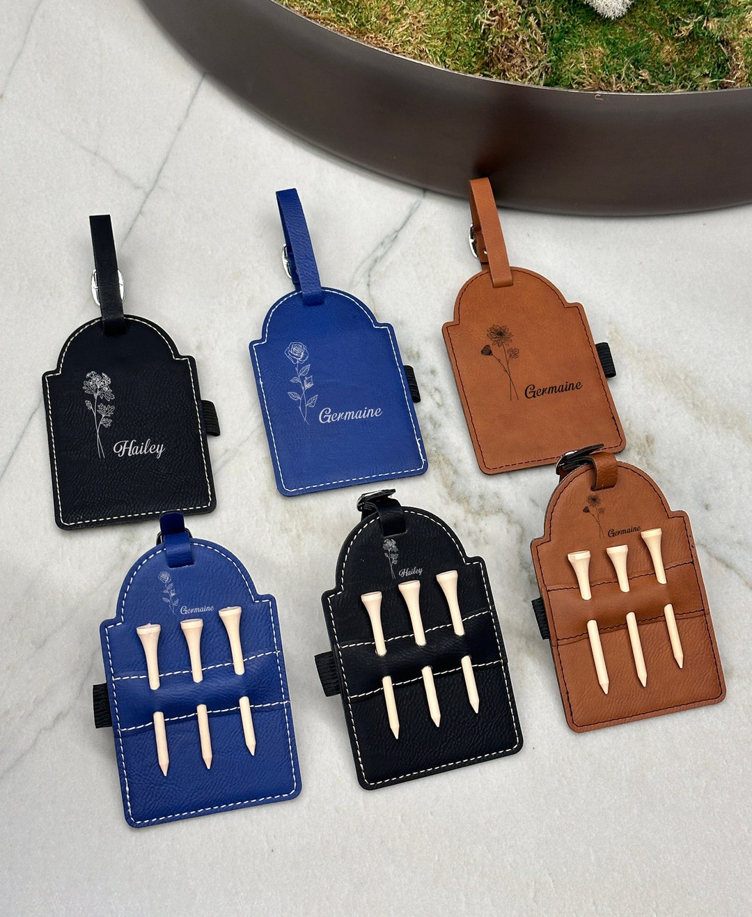 Personalized Engraved Golf Bag Tag, Vegan Leather Golf Bag Tag, Father ...