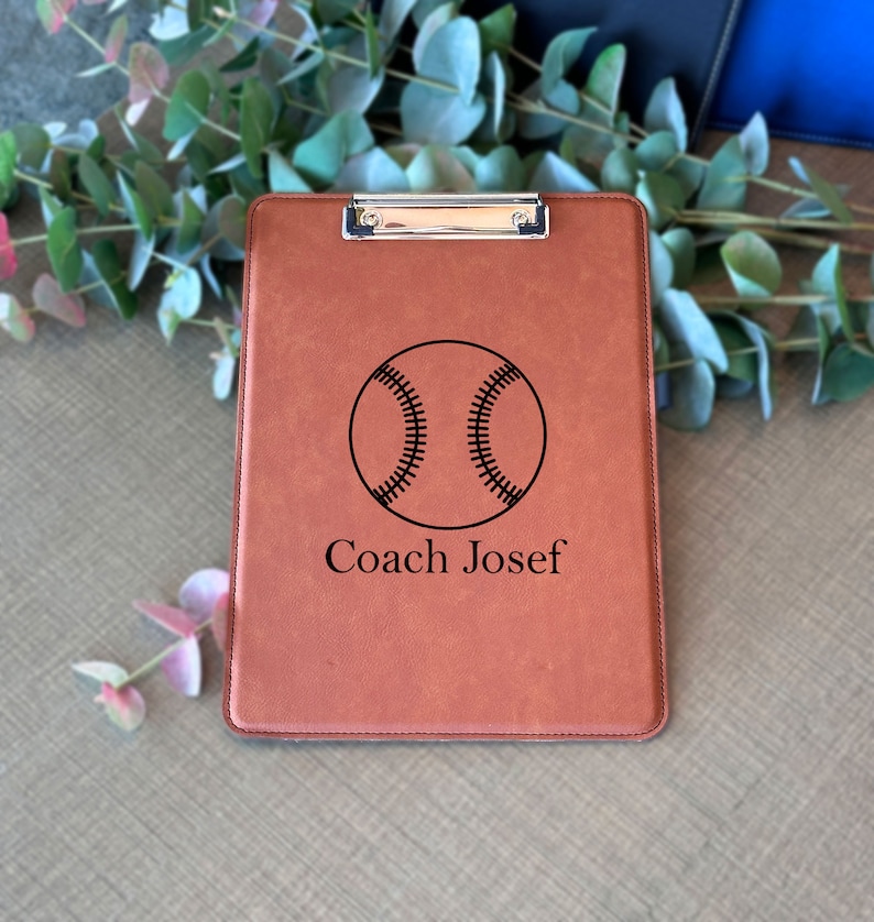 Custom Baseball Coach Clipboard, Engraved Vegan Leather Clipboard - Etsy