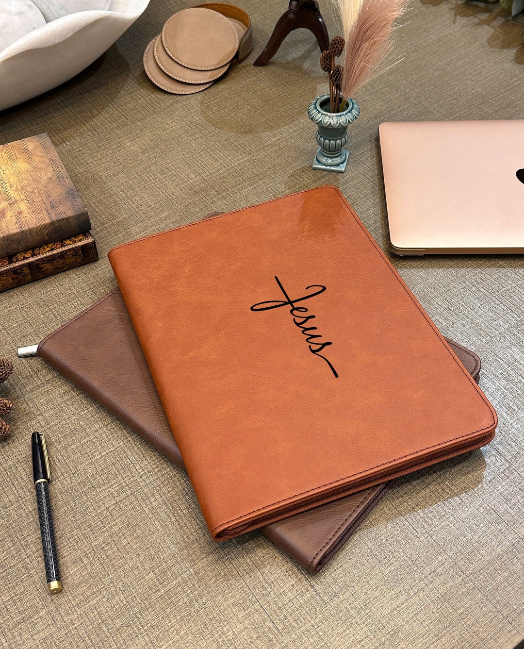 Jesus Love Leather Portfolio, Holy Cross Jesus Refillable Portfolio ...