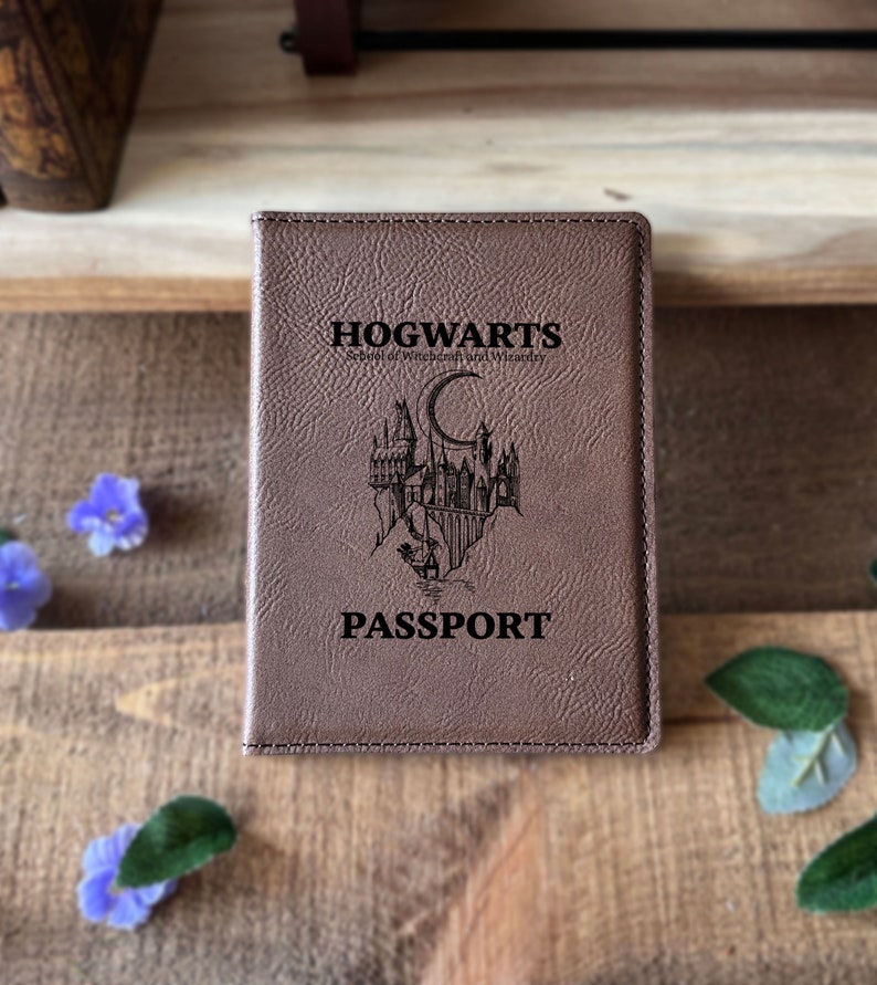 Wizard Leather Passport Holder: Harry Potter Fan Travel Cover (vegan ...