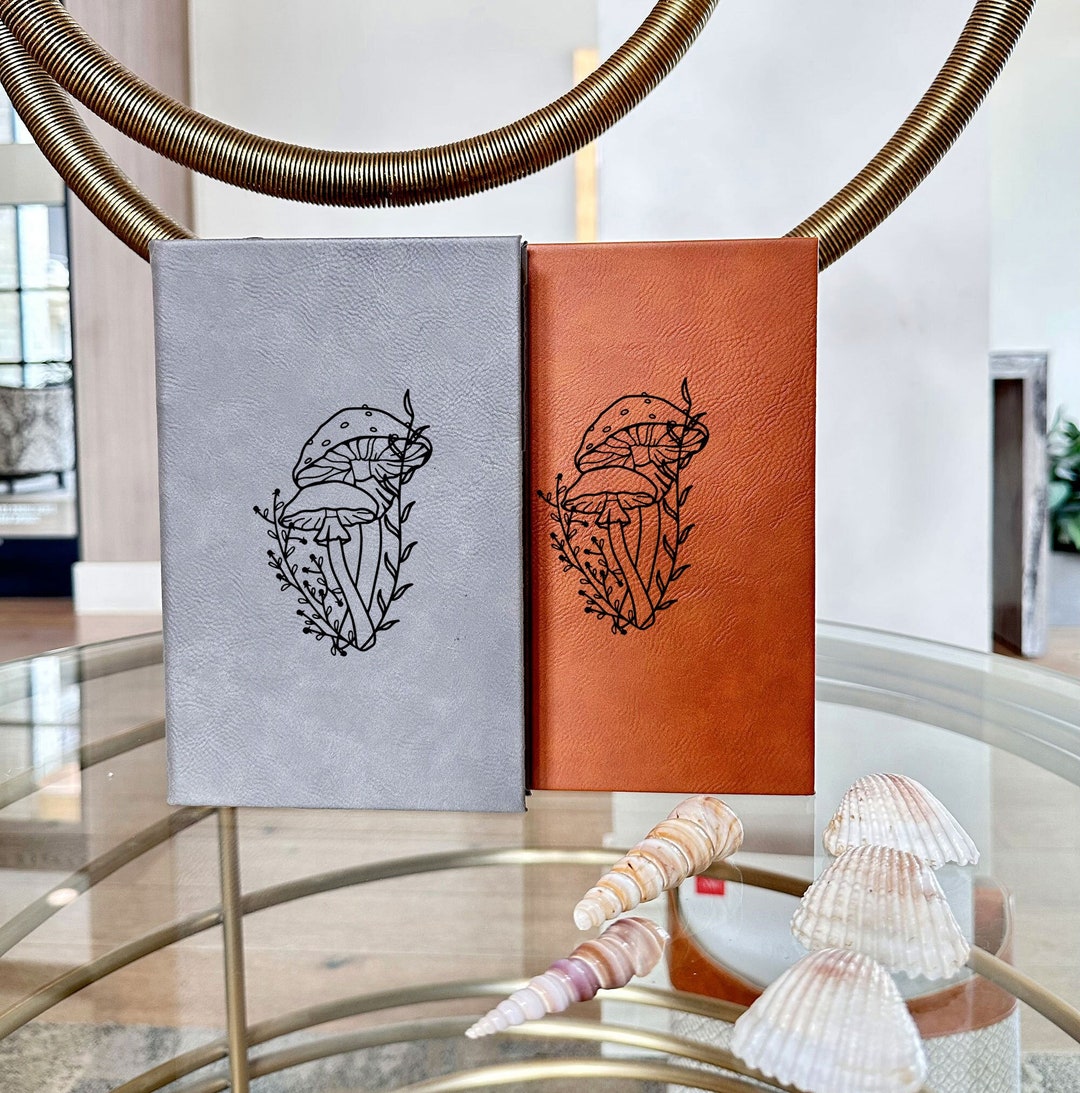 Happy Mushroom Spiritual Leather Journal, Mushroom Leather Notebook ...