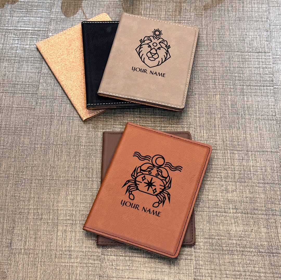 Engraved Zodiac Vegan Leather Passport Holder, Personalized Astrology ...
