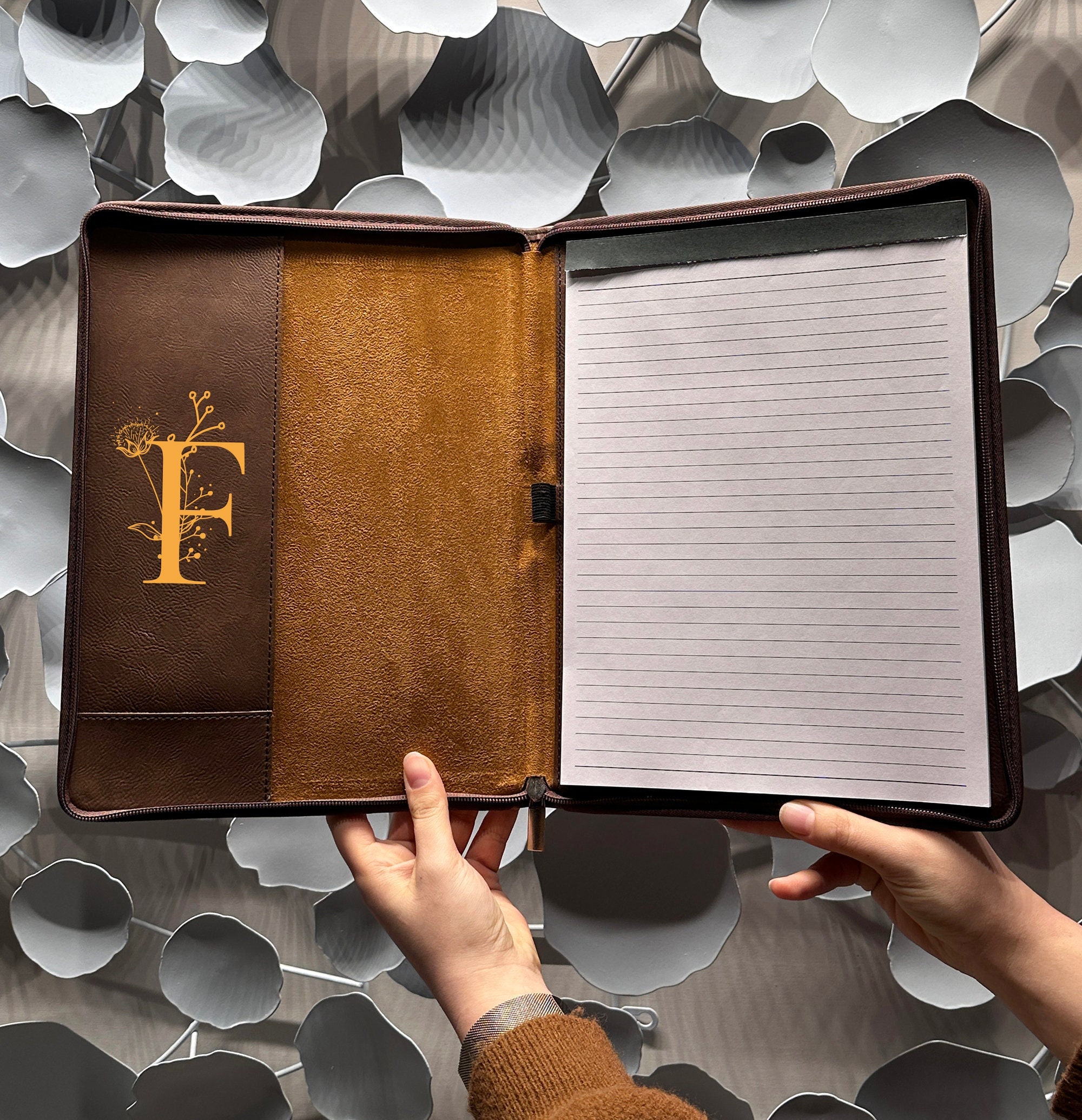 Faux Leather Portfolio With Zipper Personalized Refillable - Etsy