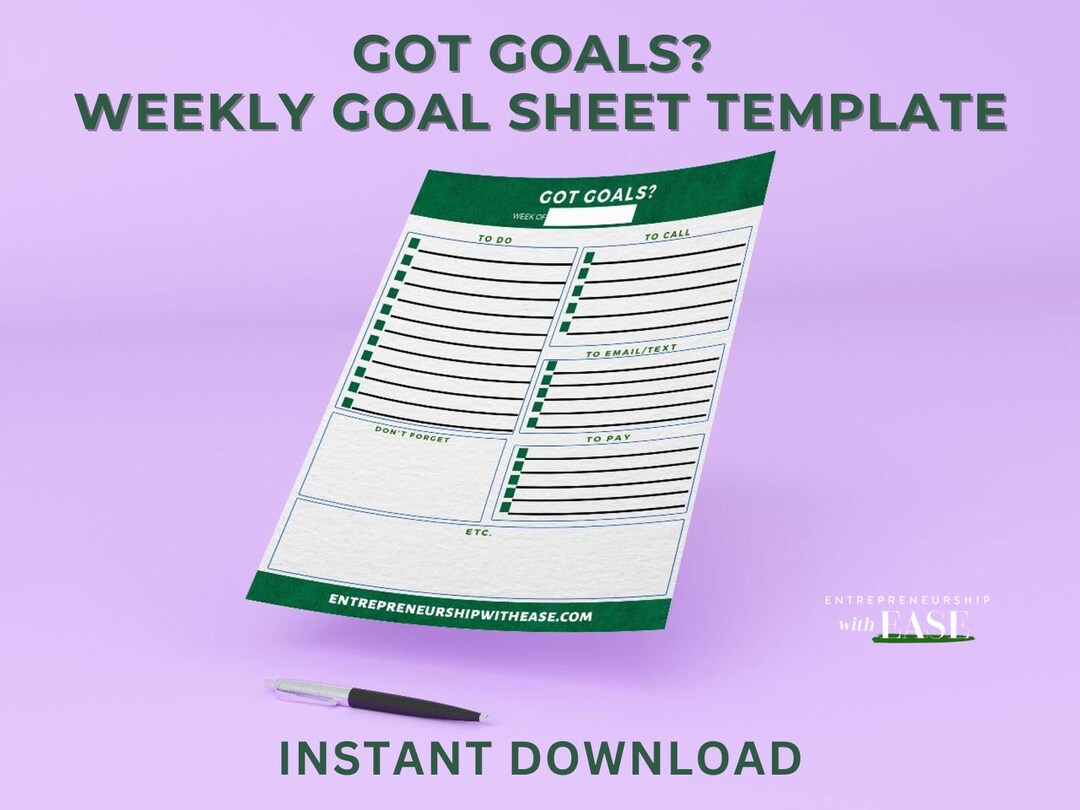 Weekly Digital Goal Tracker - Crush Your Goals and Boost Productivity ...