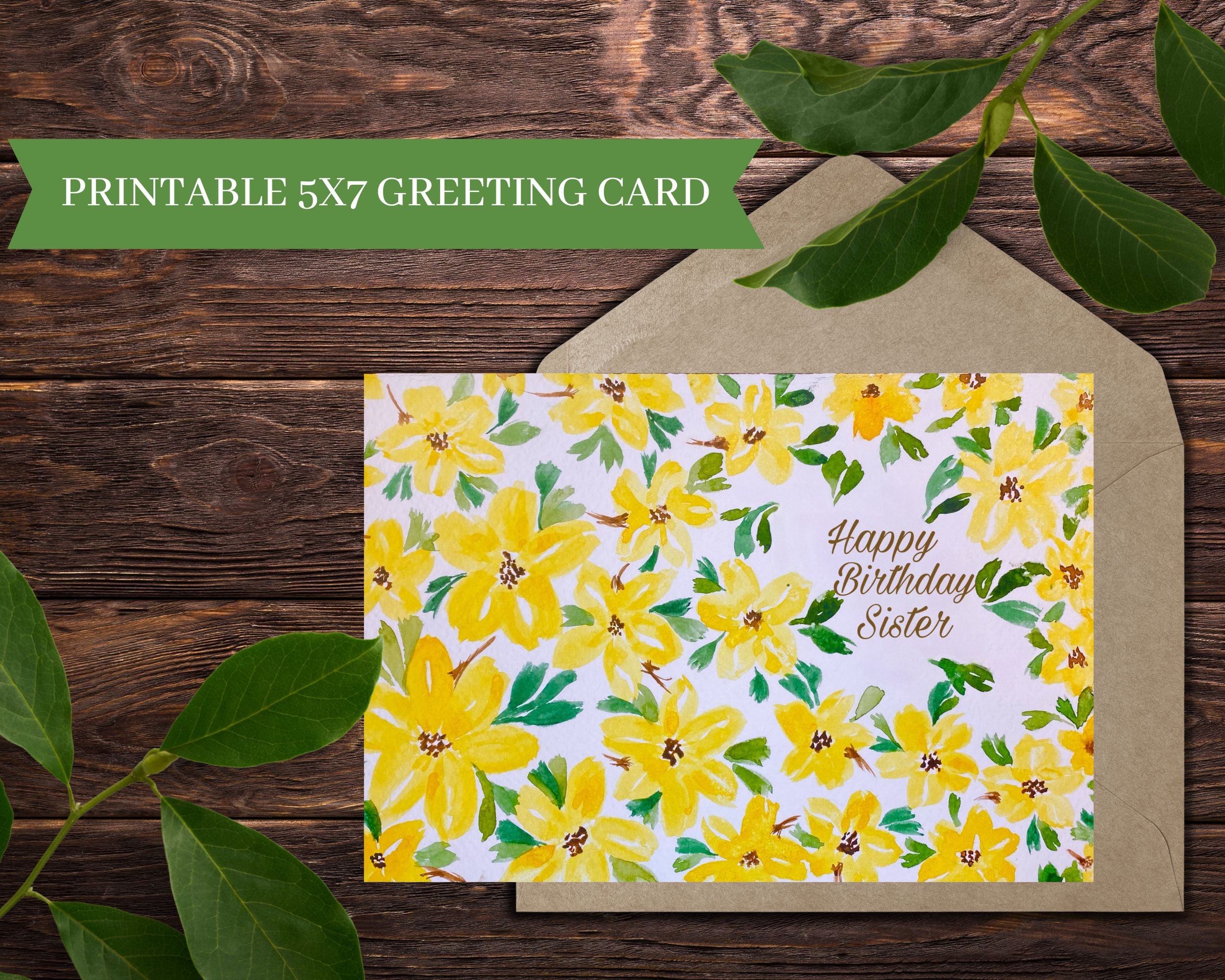 Blank Card Custom Text Yellow Floral Card - Etsy Australia