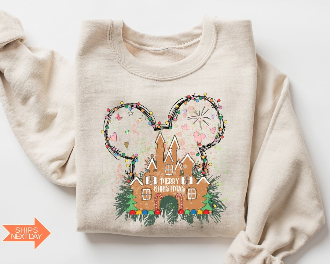 Disney Gingerbread Castle Christmas Sweatshirt, Merry Christmas Mickey ...