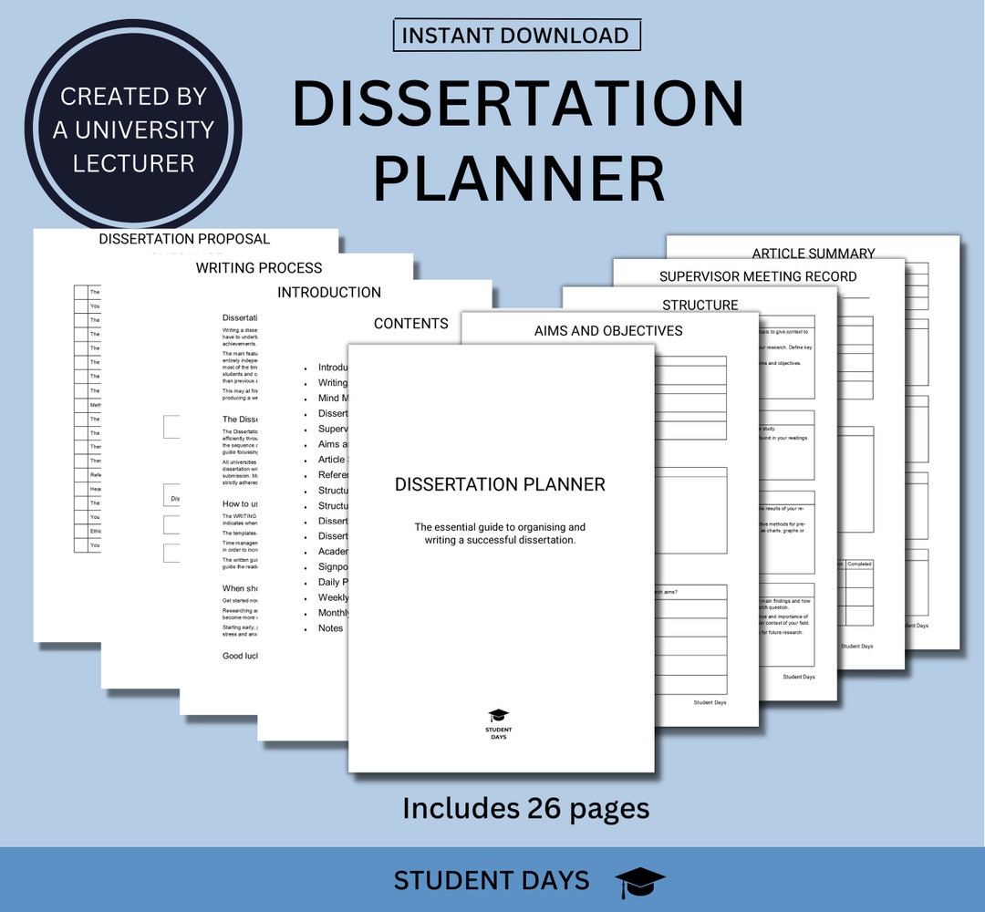 Dissertation Planner, University Research Project Guide, Final Year ...