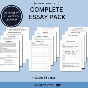 Essay Planner Printable Pack Reference/bibliography Planning Source ...