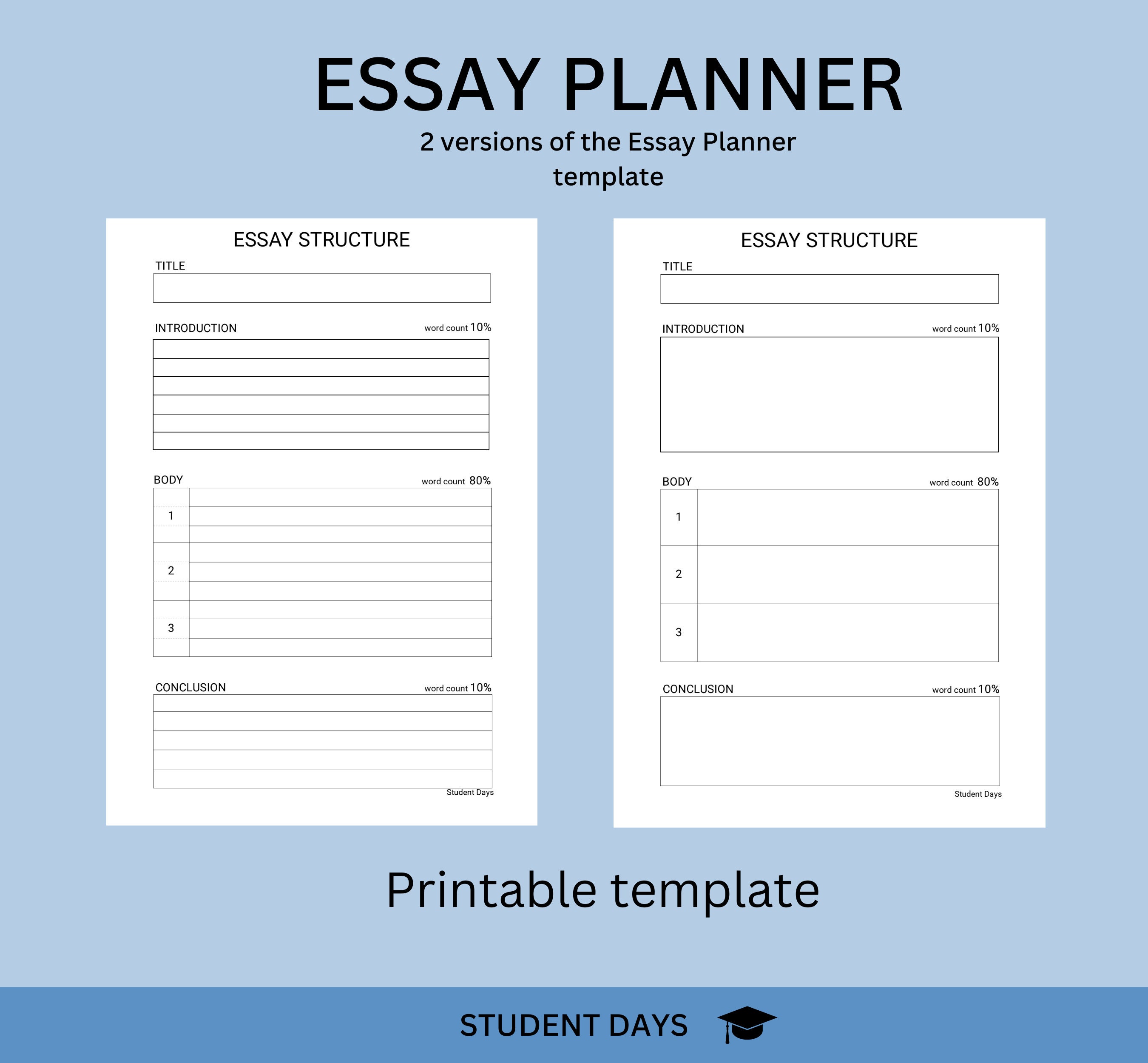 Essay Planner, Essay Writing Guide, Student Essay Template, Essay ...