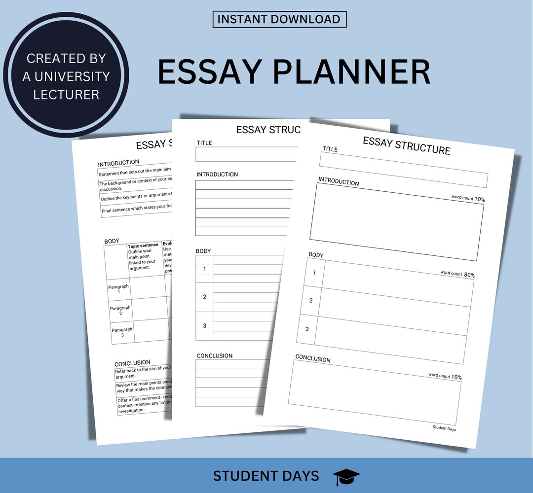 Essay Planner, Essay Writing Guide, Student Essay Template, Essay ...