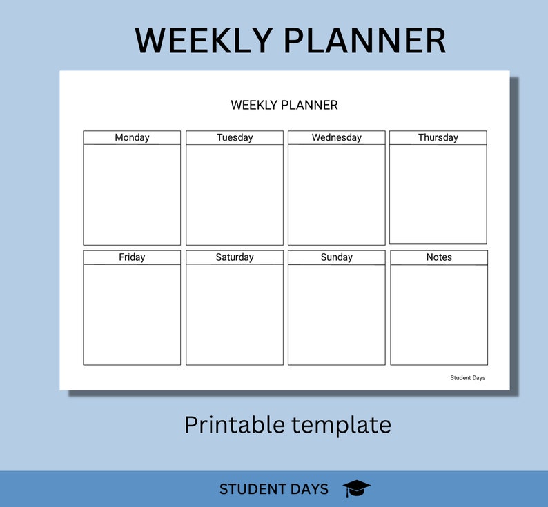 Weekly Planner Study Organizer Digital and Printable Student - Etsy