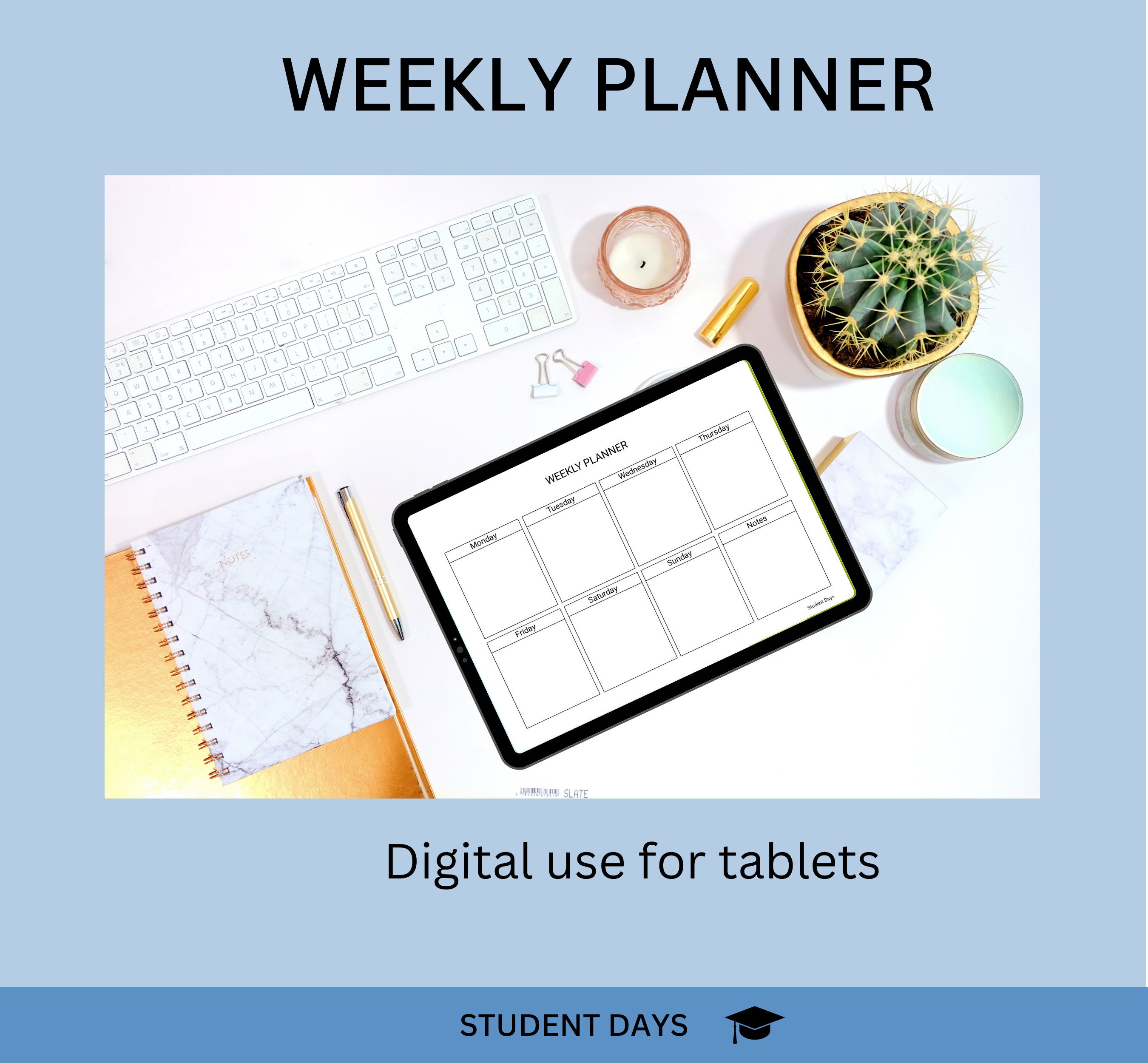 Weekly Planner, Study Organizer, Digital and Printable Student Planner ...