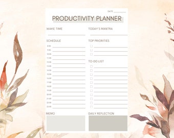 Printable Daily Productivity Planner - Etsy