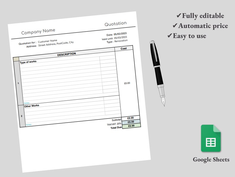 Construction Quotation Template! Create Professional Looking Quotation ...