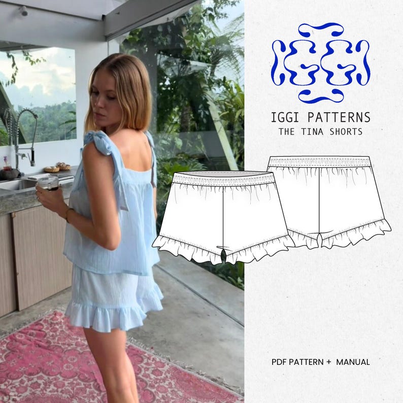 Ruffled Shorts PDF Sewing Pattern – Beginner Friendly Ruffle Hem Shorts ...