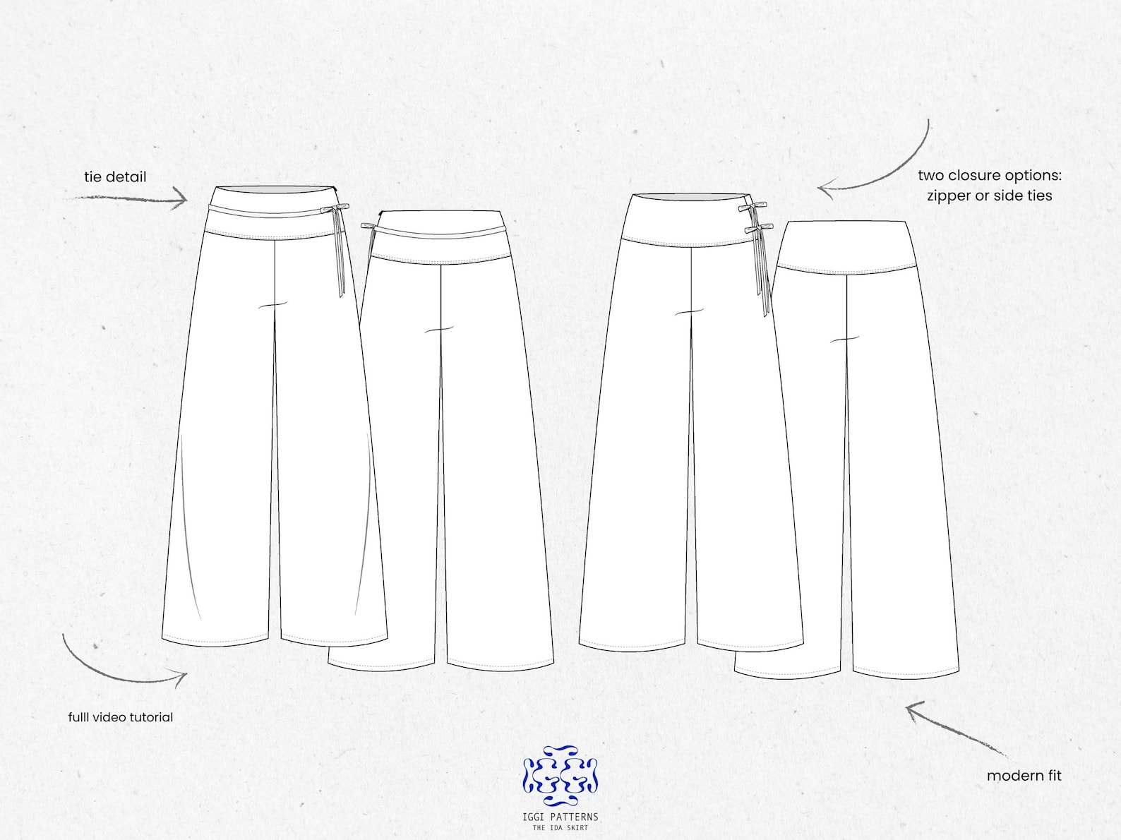 Niki Pants, PDF Sewing Pattern, Low Waist Pants With Wide Yoke ...