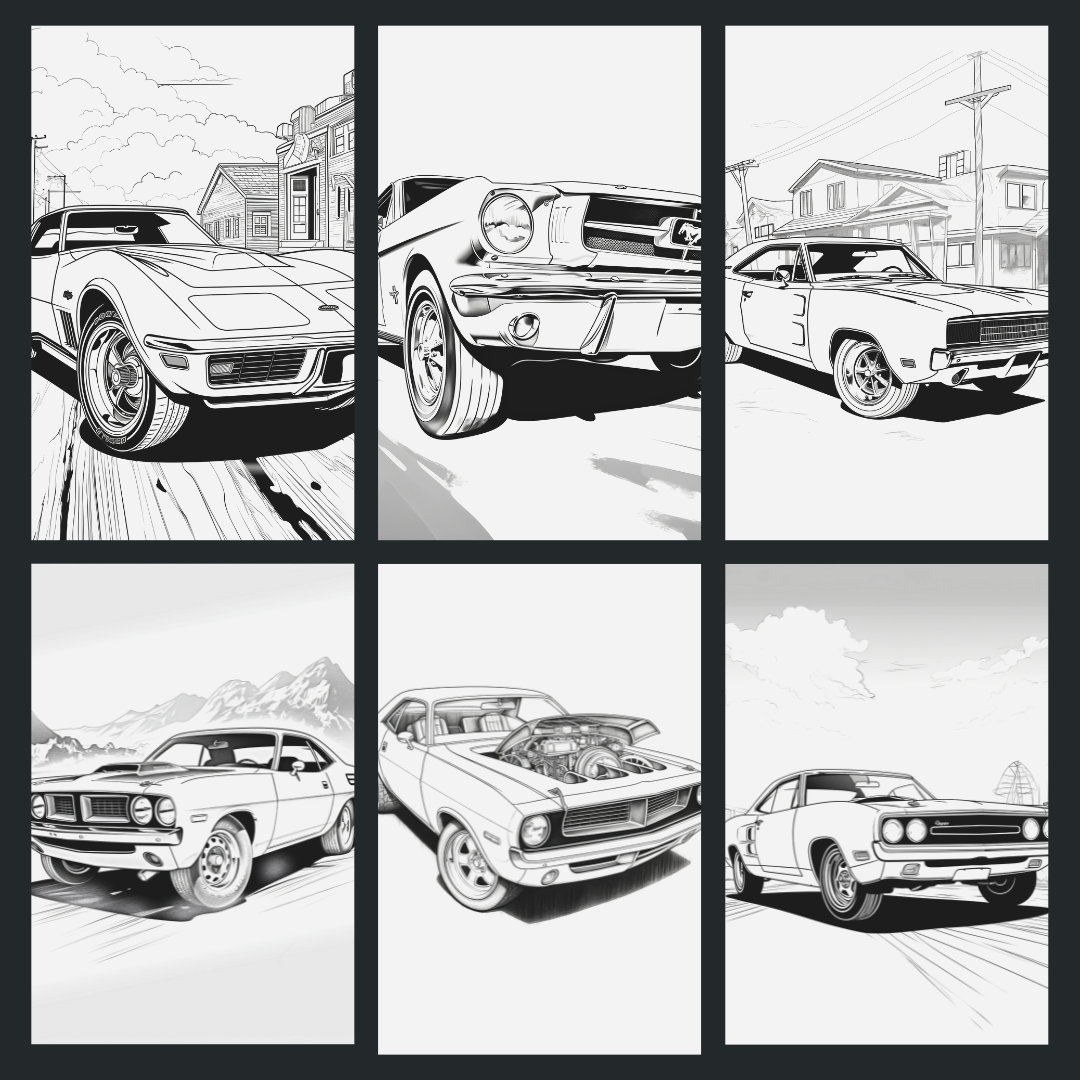 Classic Muscle Cars: Intricate Muscle Car Designs | Instant Download ...