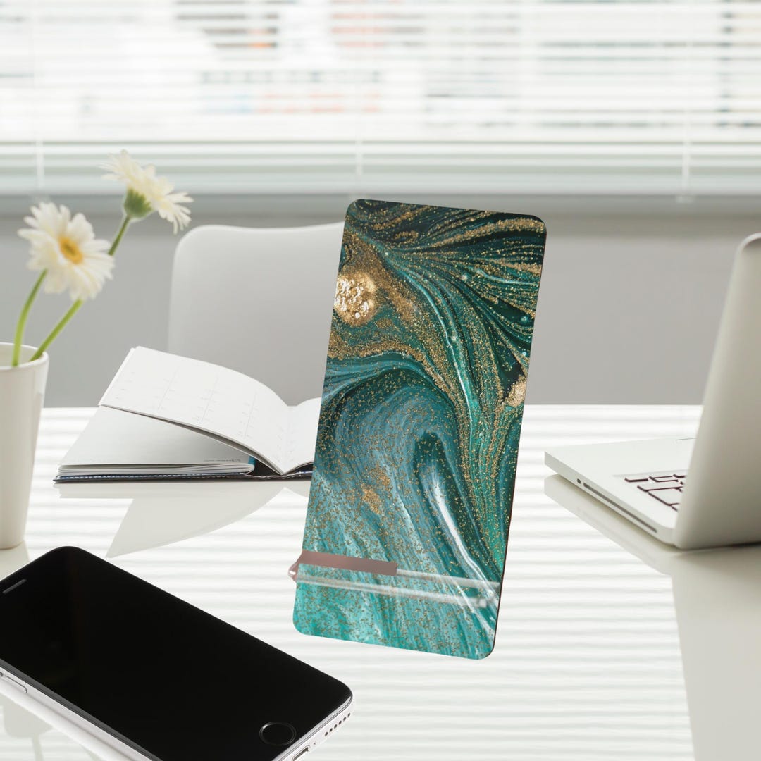 Marble Phone Stand With Gold Accents Elegant Desk Accessory Best Gifts ...