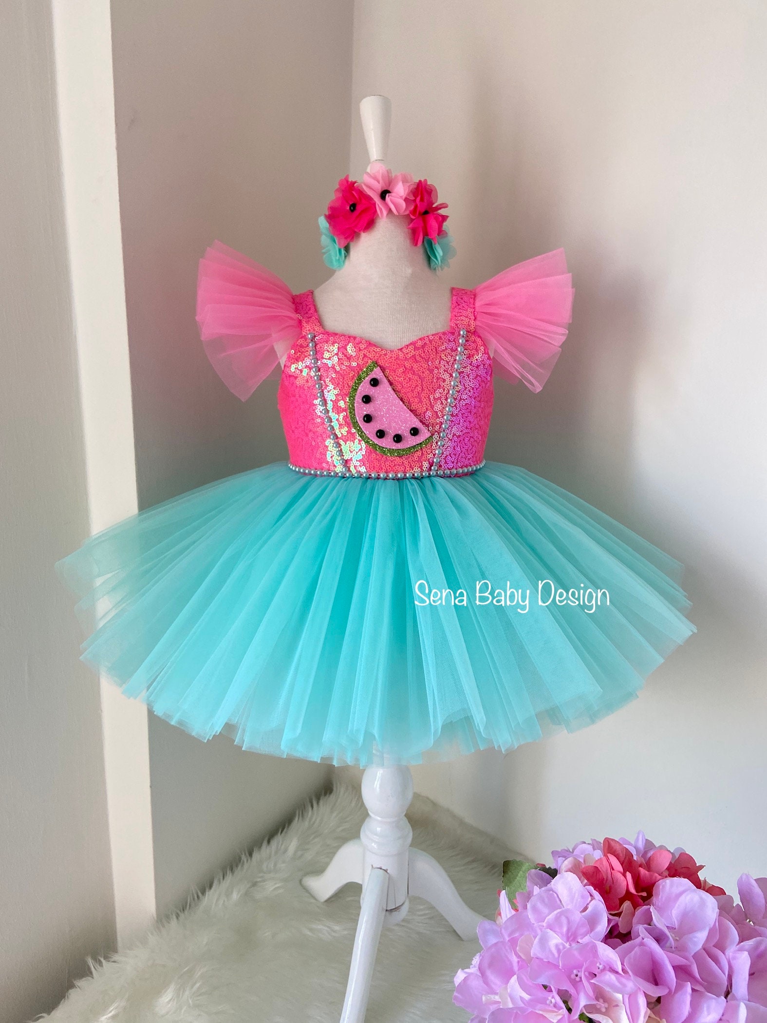 Watermelon Dress, Melon Girl Birthday, Melon Dress, Watermelon Baby ...