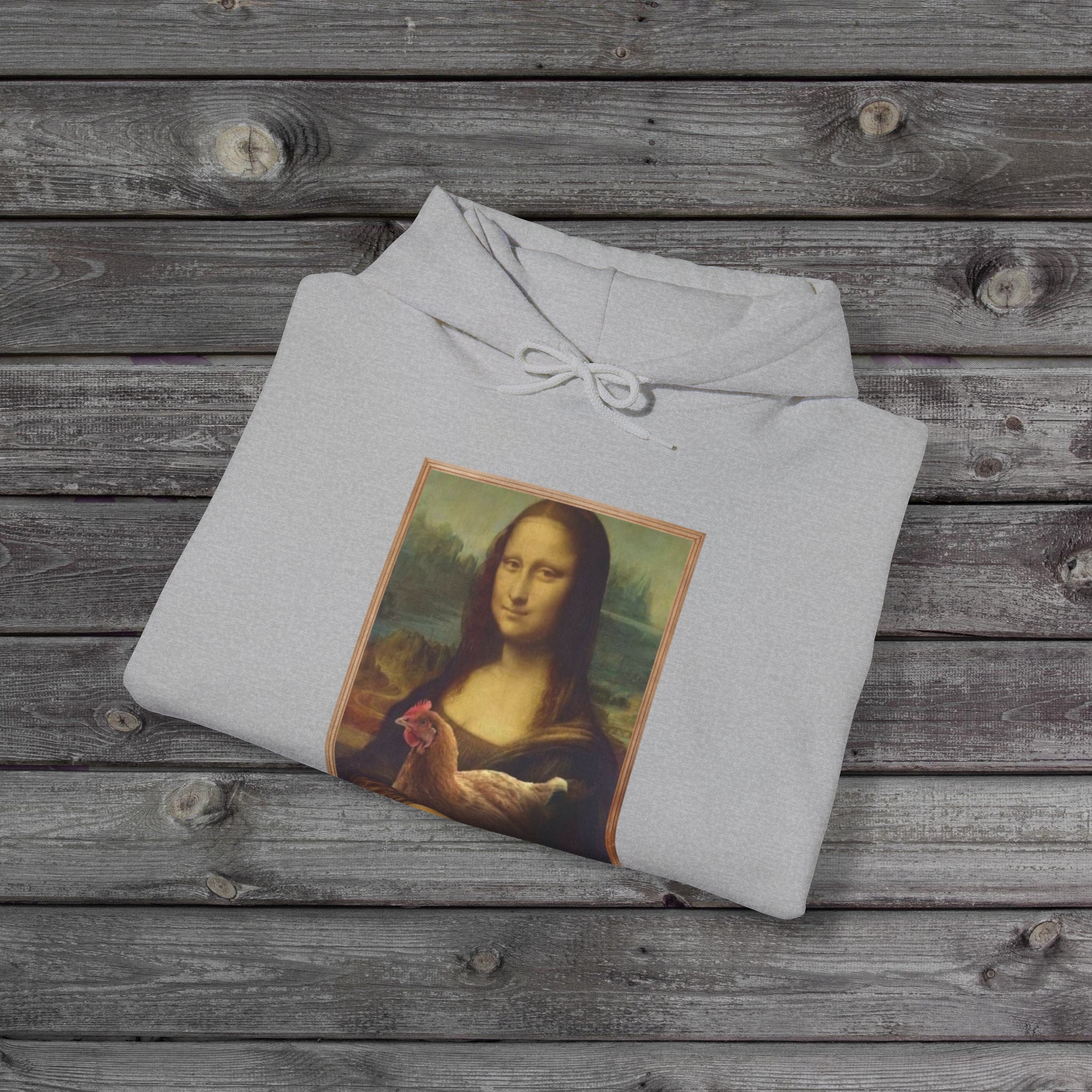 Mona Lisa Holding Chicken Hooded Sweatshirt, Chicken Mom Mona Lisa ...