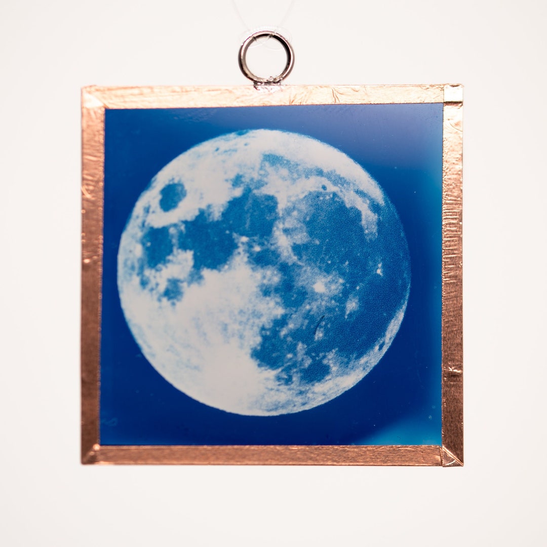 Full Moon Cyanotype on Antique Slide Glass - Etsy