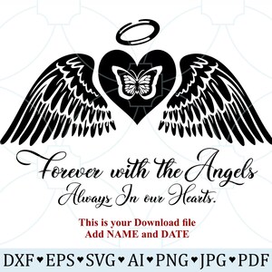 Butterfly Memorial Heart Wings Svg Png: Angel Remembrance (digital ...