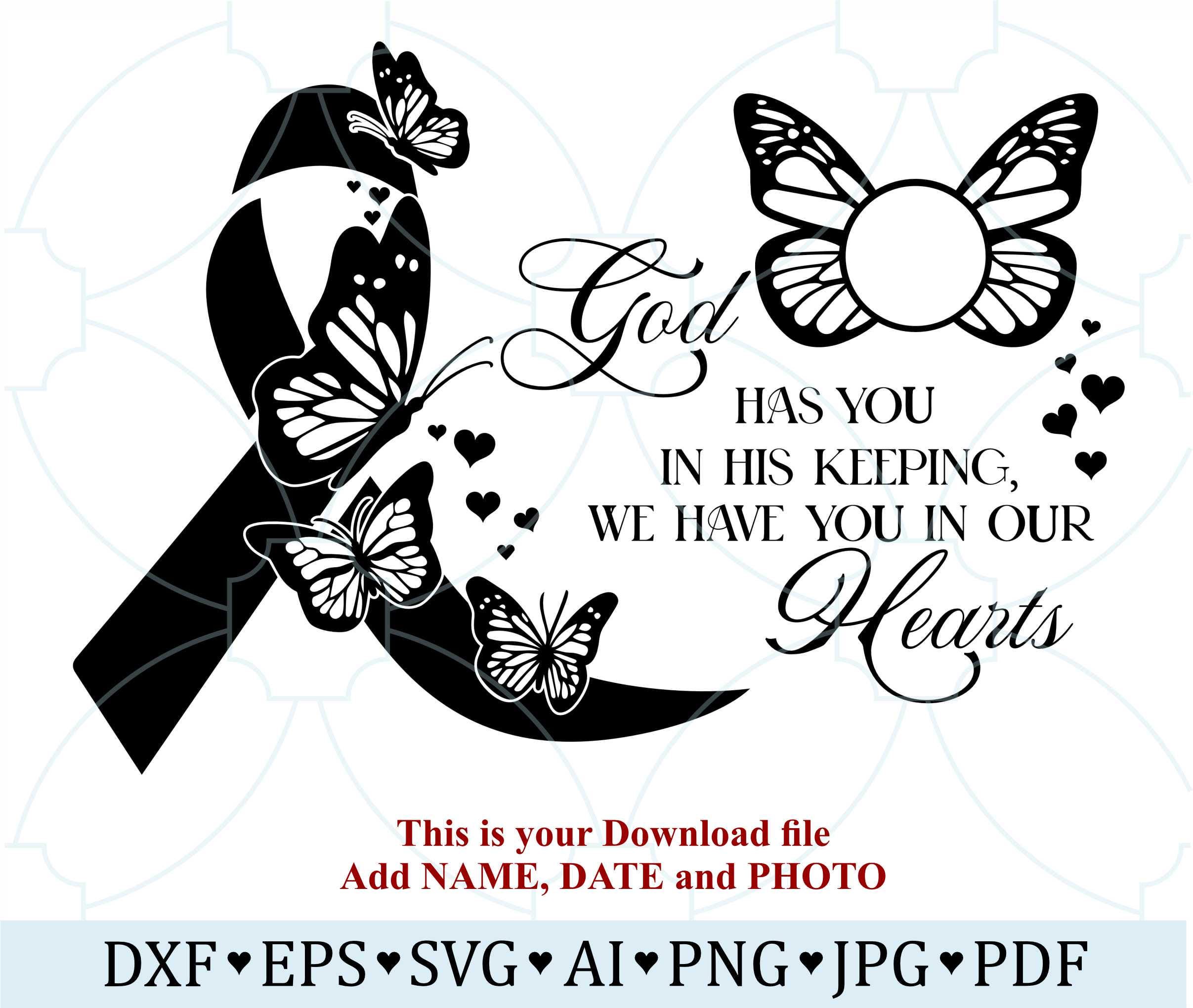 Cancer in Loving Memory Ribbon Personalised Photo SVG Png, Memorial for ...