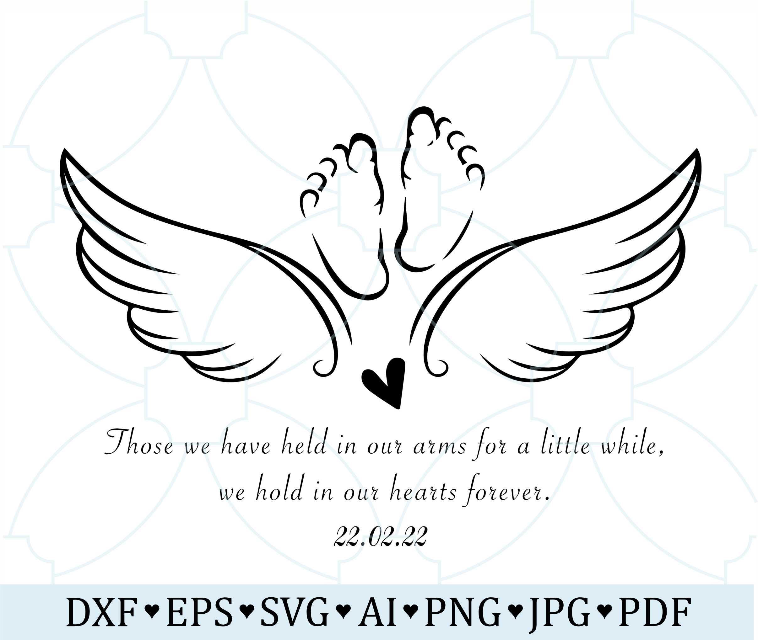 Baby Footprint Angel Memorial SVG | in Loving Memory Loss Child Clipart ...