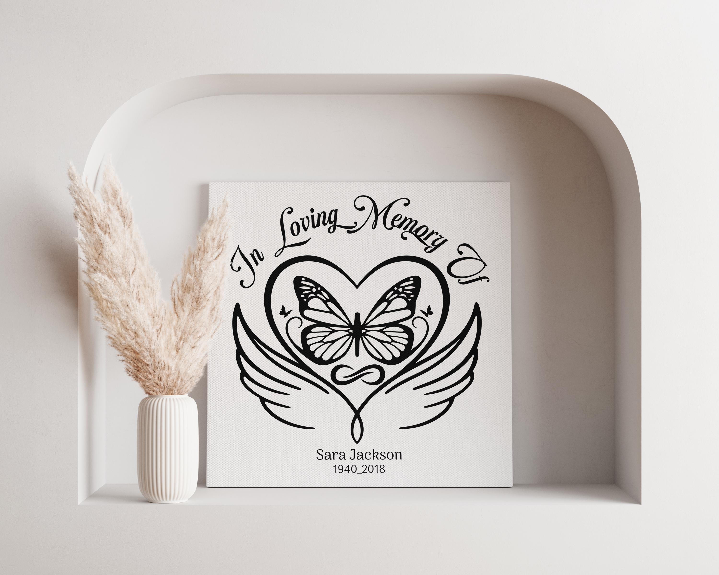 In Loving Memory Butterfly SVG Angel Wings Memorial Heart Remembrance ...