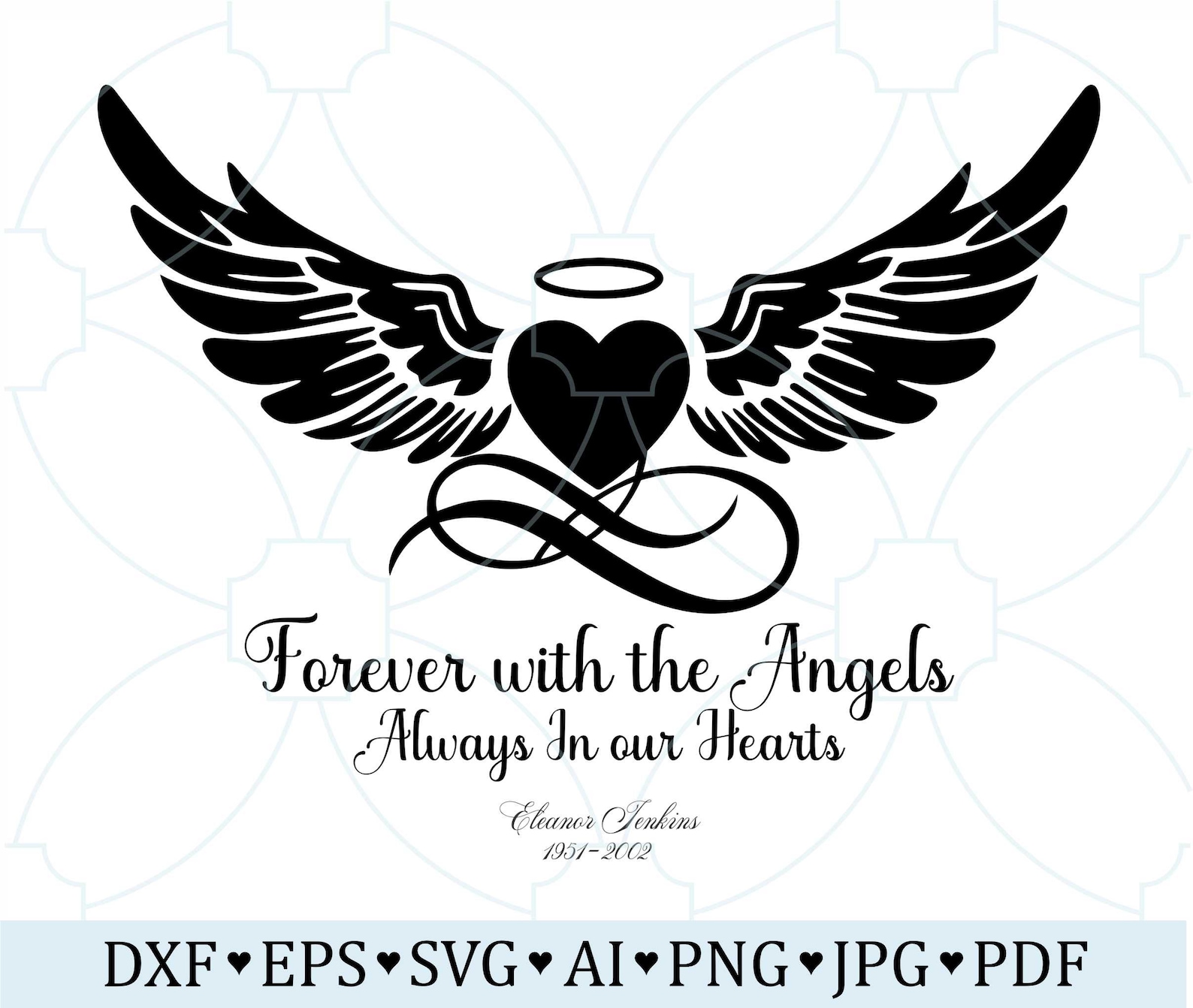 Forever in Our Hearts SVG, Memorial Heart Angel Wings Forever Quote Svg ...