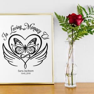 In Loving Memory Cute Heart and Butterfly Memorial Heart Svg Png, in ...