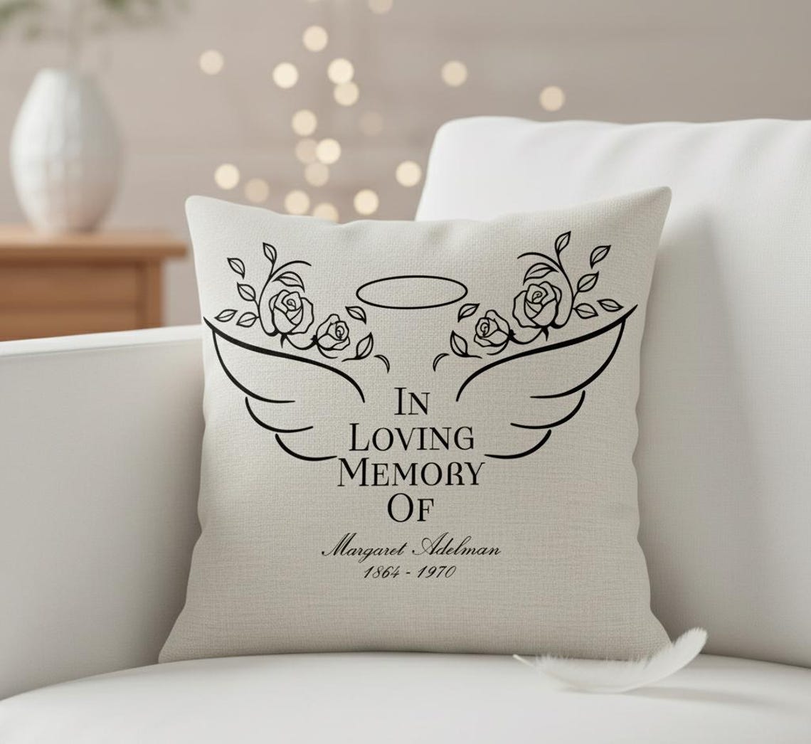In Loving Memory SVG | Angel Wings With Halo and Roses Cut File ...