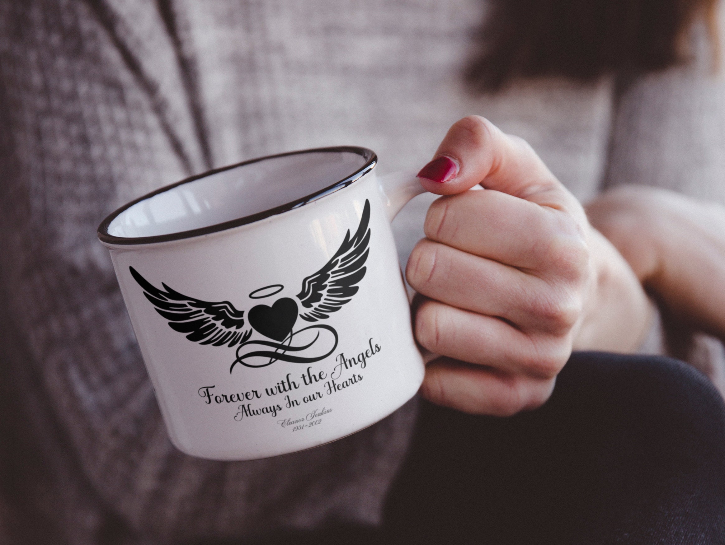 Forever in Our Hearts SVG, Memorial Heart Angel Wings Forever Quote Svg ...