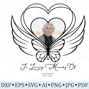 In Loving Memory of Svg Png, Butterfly Angel Wings Memorial Photo Frame ...