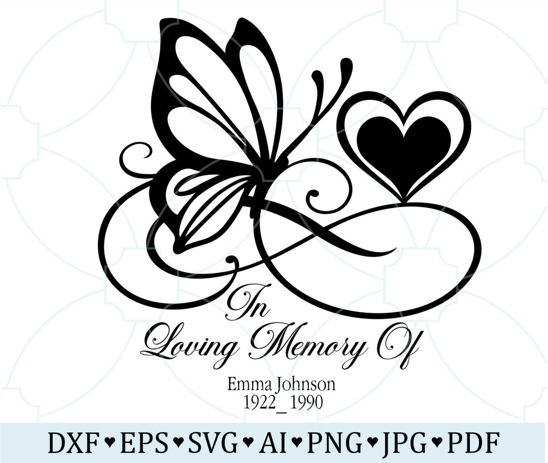 Butterfly Memorial SVG: Forever Heart Remembrance Design (digital Files ...