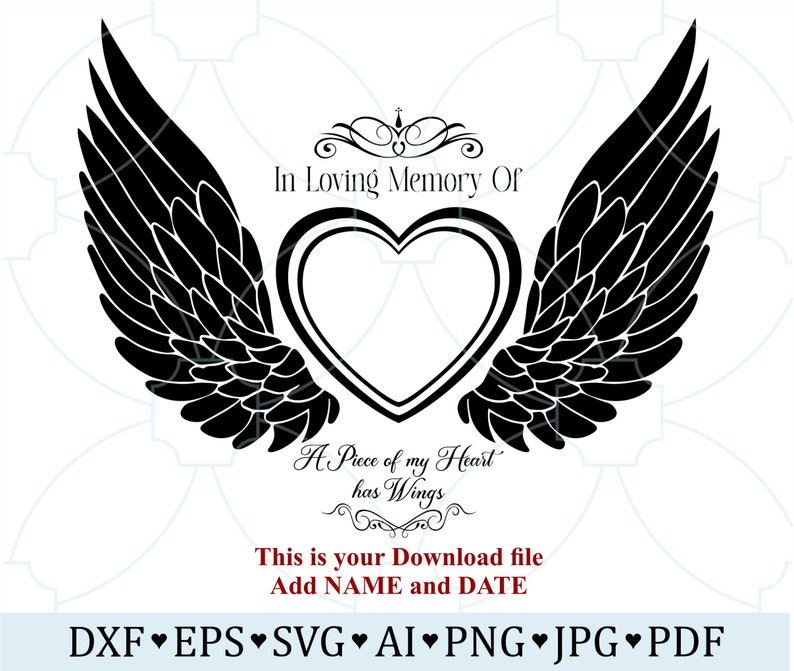 In Loving Memory SVG, in Memory of Svg, Heart With Angel Wings Memorial ...