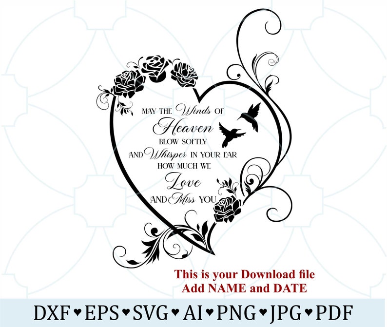 Love You and Miss You Memorial Quotes Svg Png, in Loving Memory Svg ...