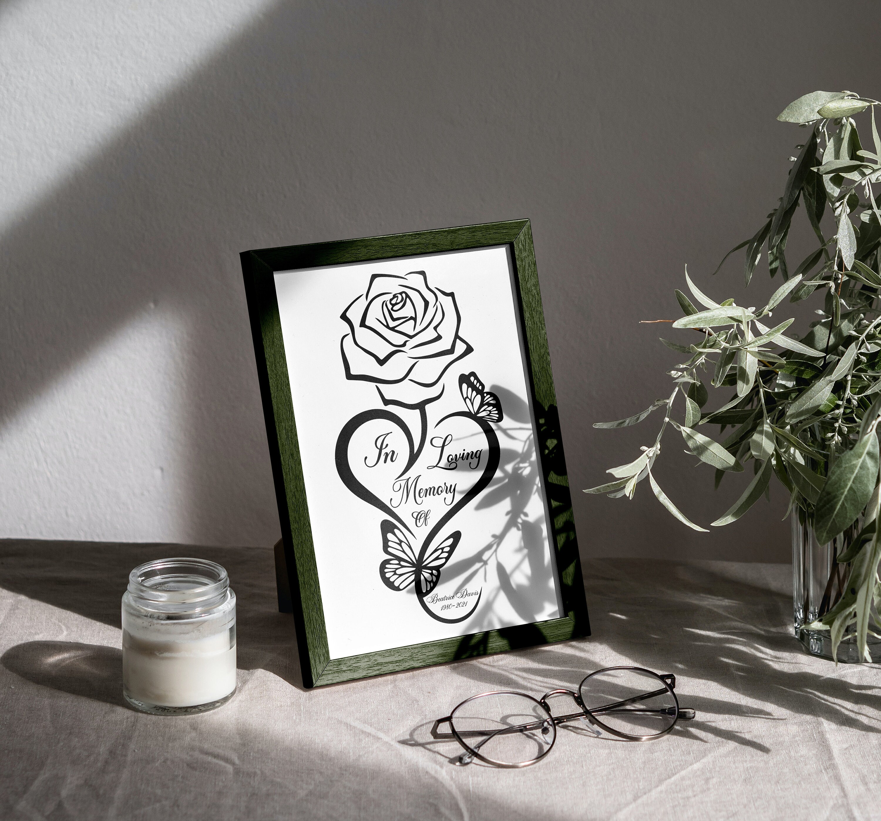 In Loving Memory Rose Svg, Heart With Butterfly Memorial Svg Png, in ...