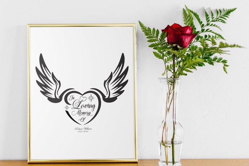 In Loving Memory of Heart Wings SVG, in Memory of SVG, Angel Wings ...