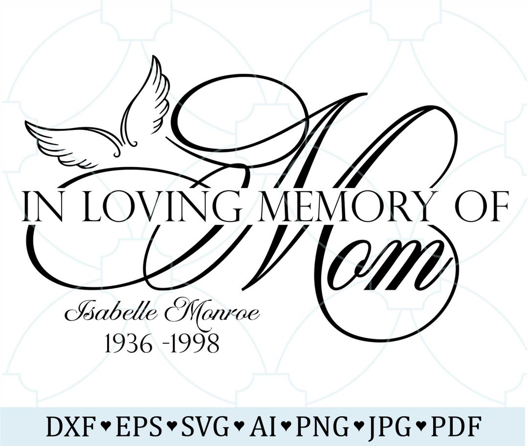 In Loving Memory of Mom SVG | Angel Wings Memorial Cut File ...