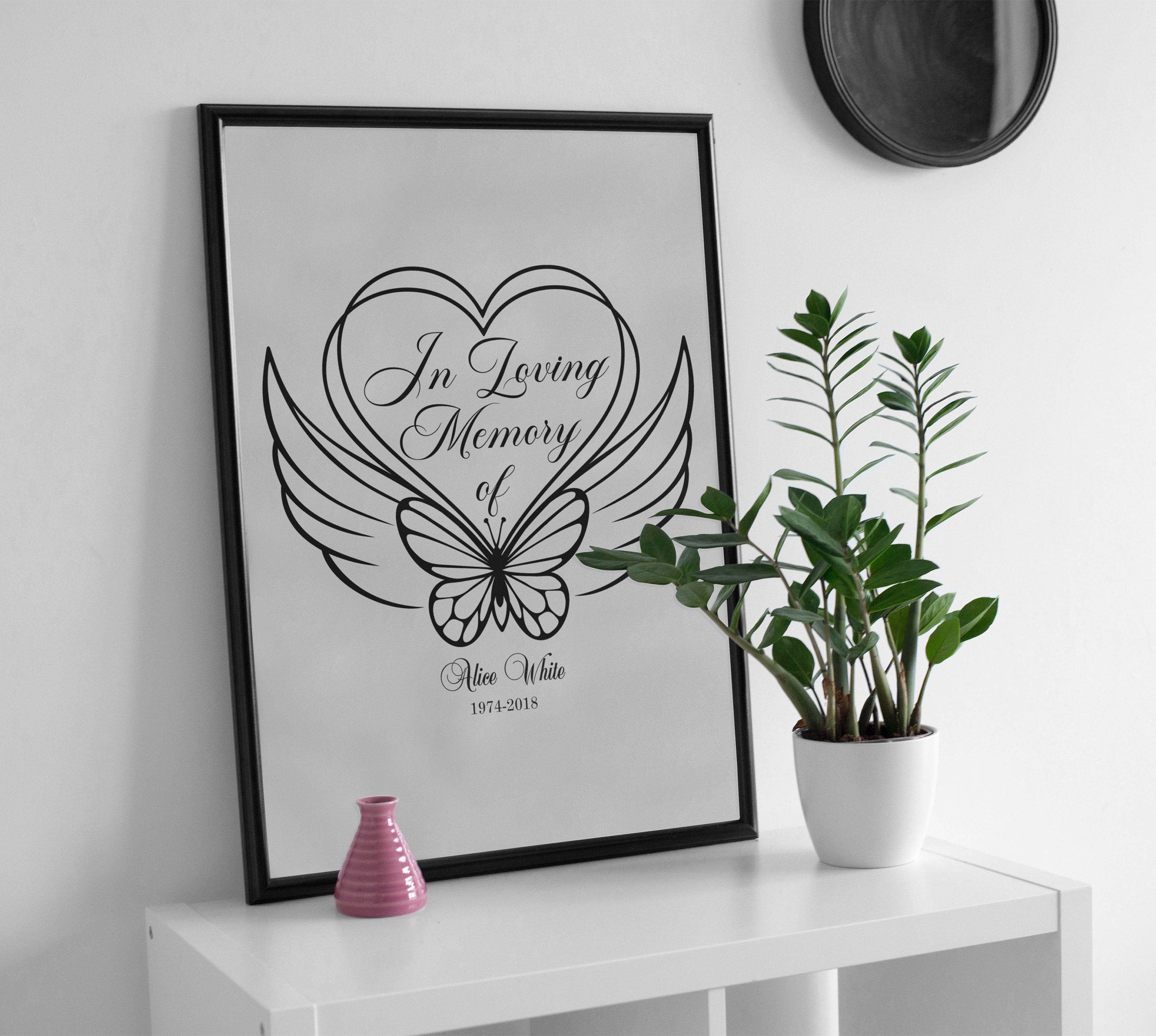 In Loving Memory of Svg Png Minimal, Butterfly Memorial Heart Svg Cute ...