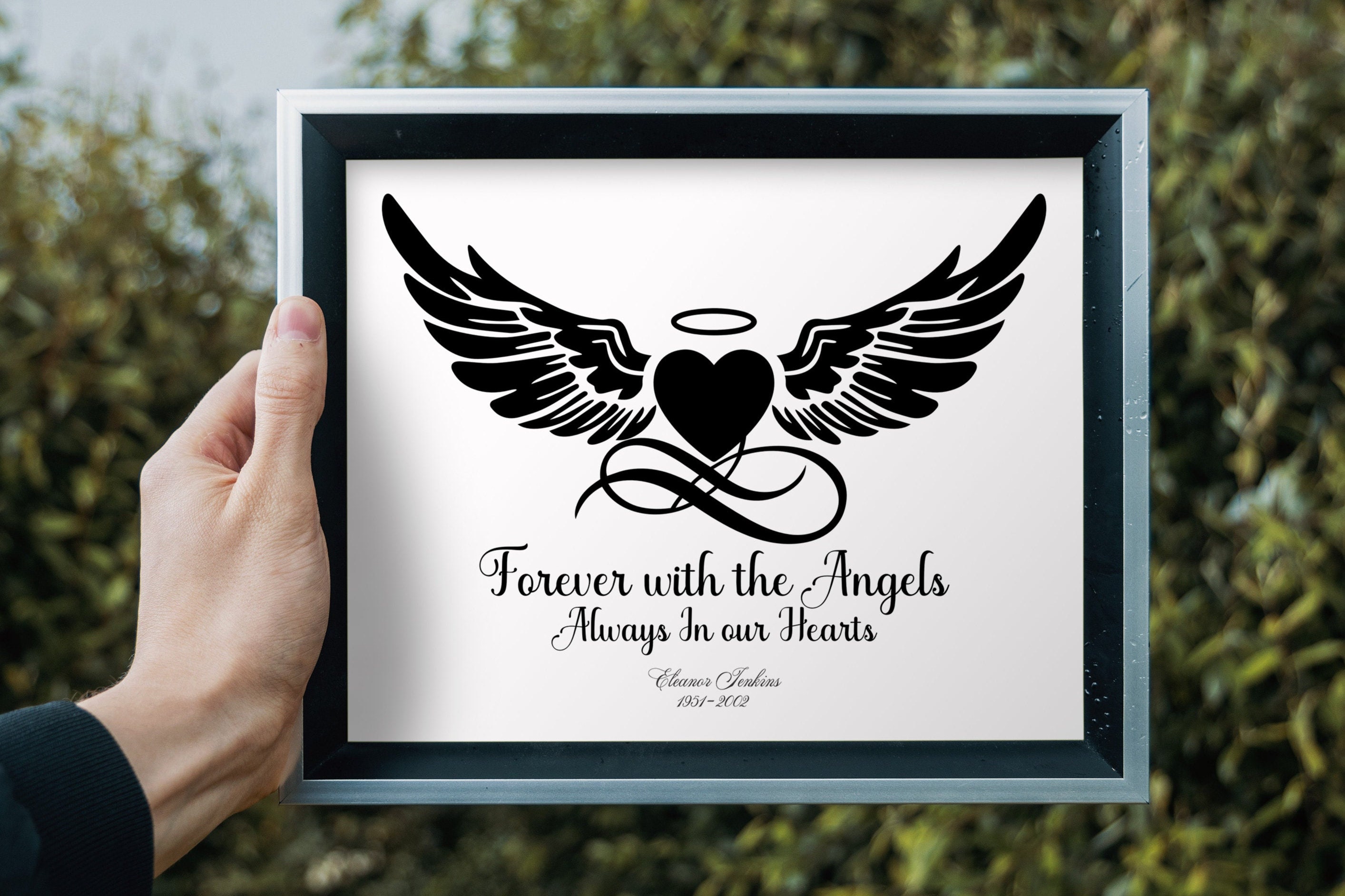 Forever in Our Hearts SVG, Memorial Heart Angel Wings Forever Quote Svg ...
